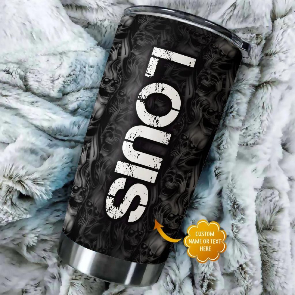 Tribal Tattoo Metal Ghost Skull Custom Tumbler – Skull & Viking Graphic ...