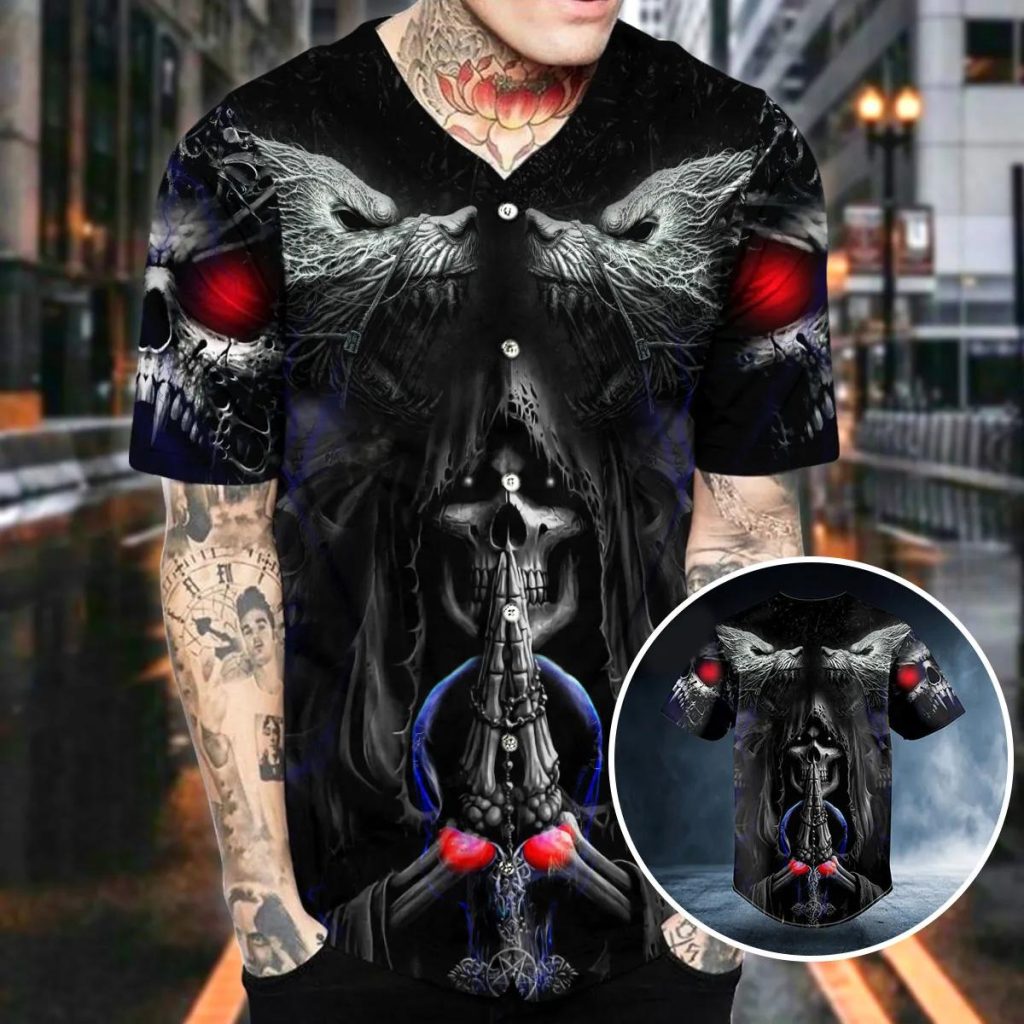 Werewolves Reaper Prayer Baseball Jersey – Skull & Viking Graphic Tees ...