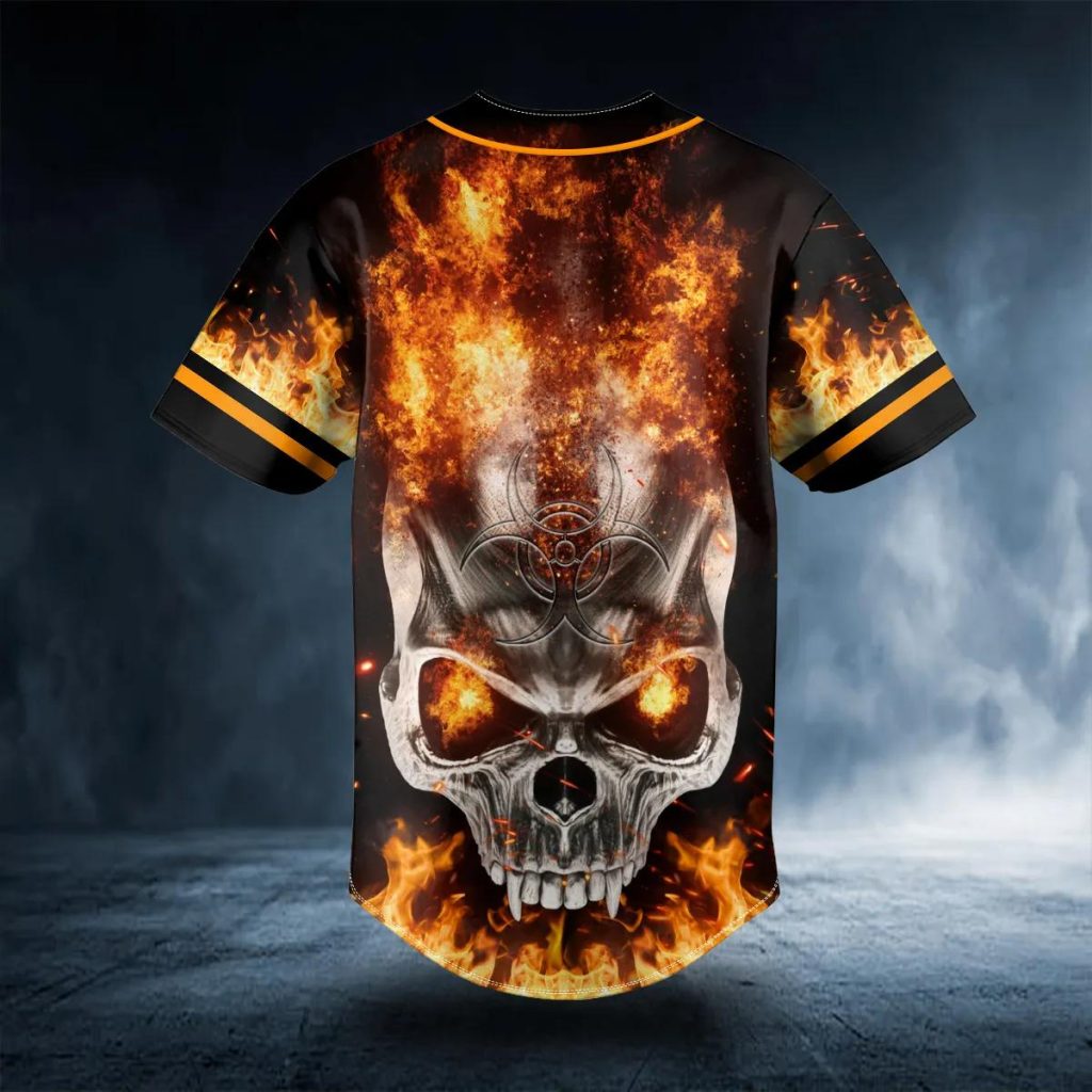 Fire Angry Biohazard Skull Custom Baseball Jersey – Skull & Viking ...