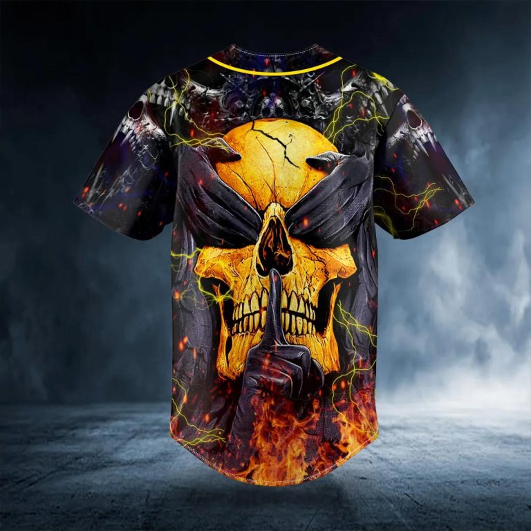 See No Hear No Speak No Evil Yellow Skull Custom Baseball Jersey ...