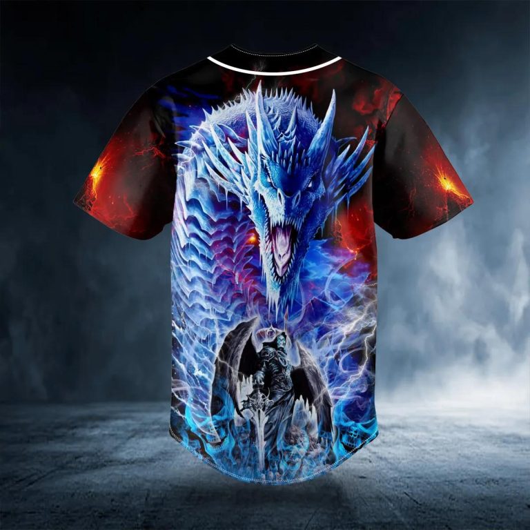 Sword Grim Reaper Blue Fire Dragon Skull Custom Baseball Jersey – Skull ...