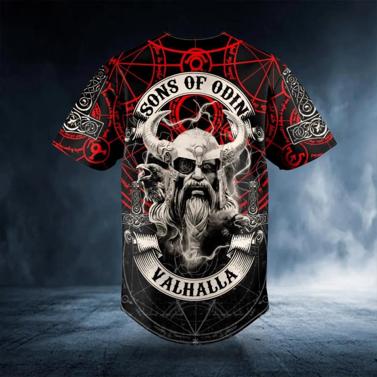 Son of Odin Valhalla Norse Mythology Tattoo Custom Baseball Jersey ...