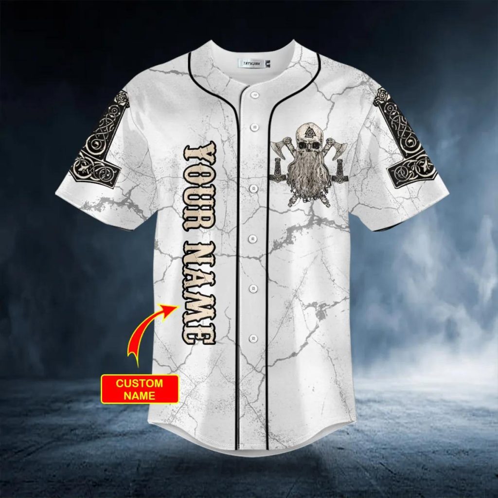 Son of Odin Valhalla Viking Axe Skull Custom Baseball Jersey – Skull ...