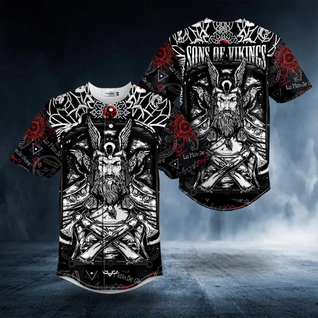 Son of Odin Viking Vegvisir Tattoo Baseball Jersey – Skull & Viking ...