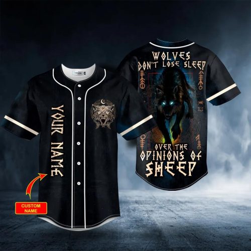 Wolves Don’t Lose Sleep Viking Custom Baseball Jersey – Skull & Viking ...