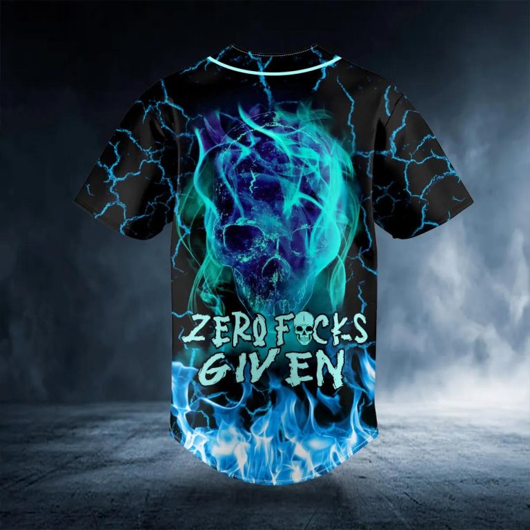 Zero F Given Blue Lightning Ghost Skull Custom Baseball Jersey – Skull ...