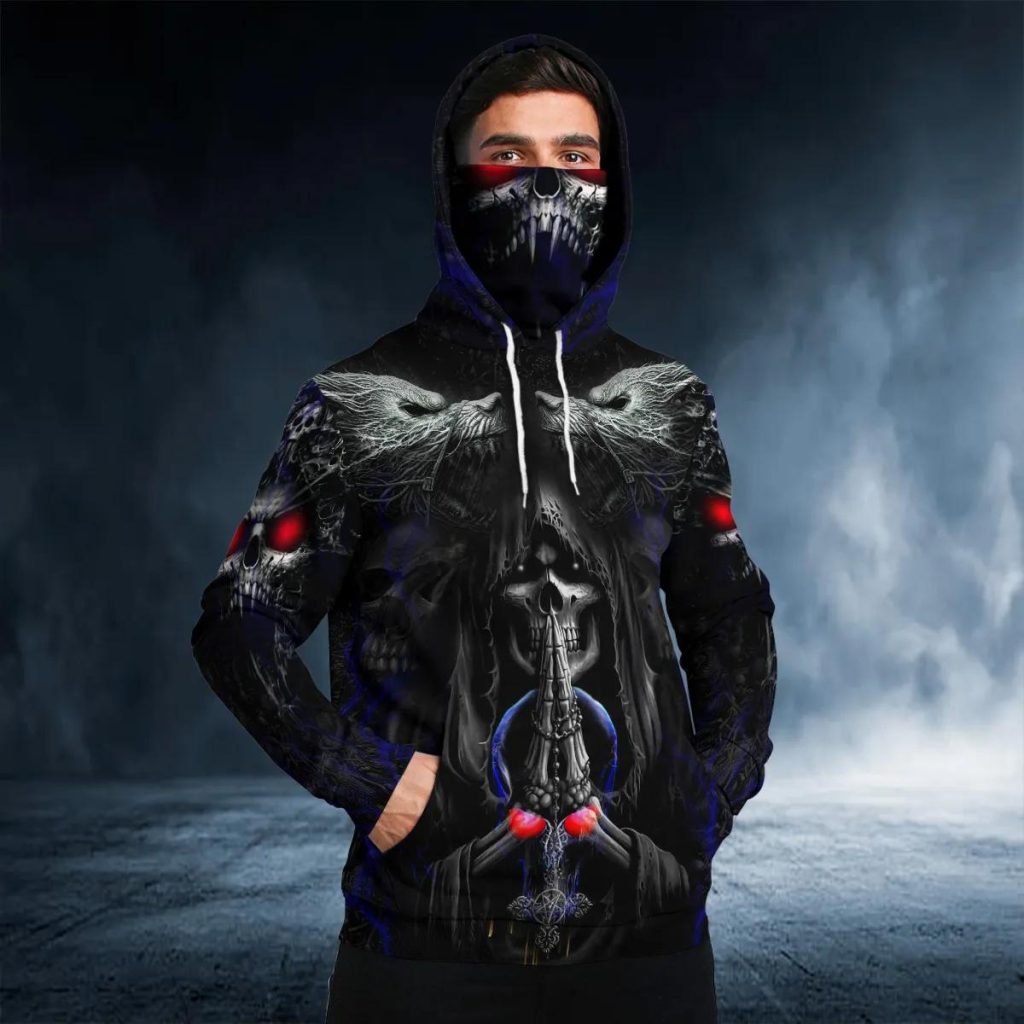 Werewolves Pray Death Skull 3D Bandana Hoodie – Skull & Viking Graphic ...