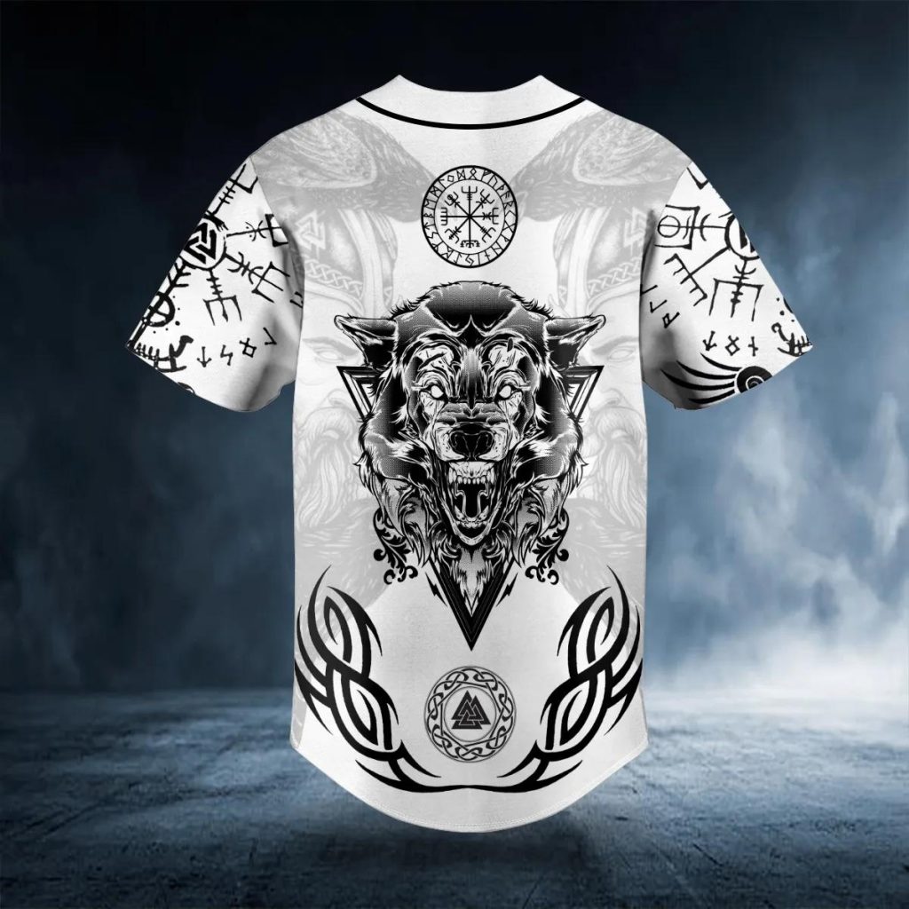 Black White Bear Claws Viking Tattoo Custom Baseball Jersey – Skull ...