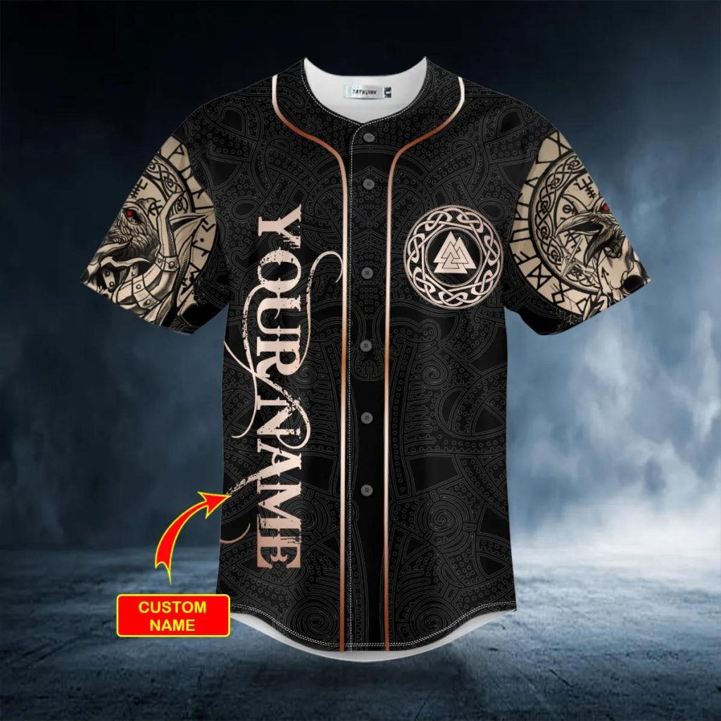 Gold Valknut Runic Compass Thor’s Hammer Axes Viking Custom Baseball ...