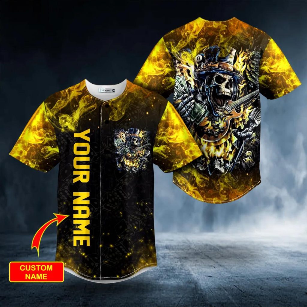 Punk Rock Gothic Hell Glow In The Dark Skull Custom Baseball Jersey ...