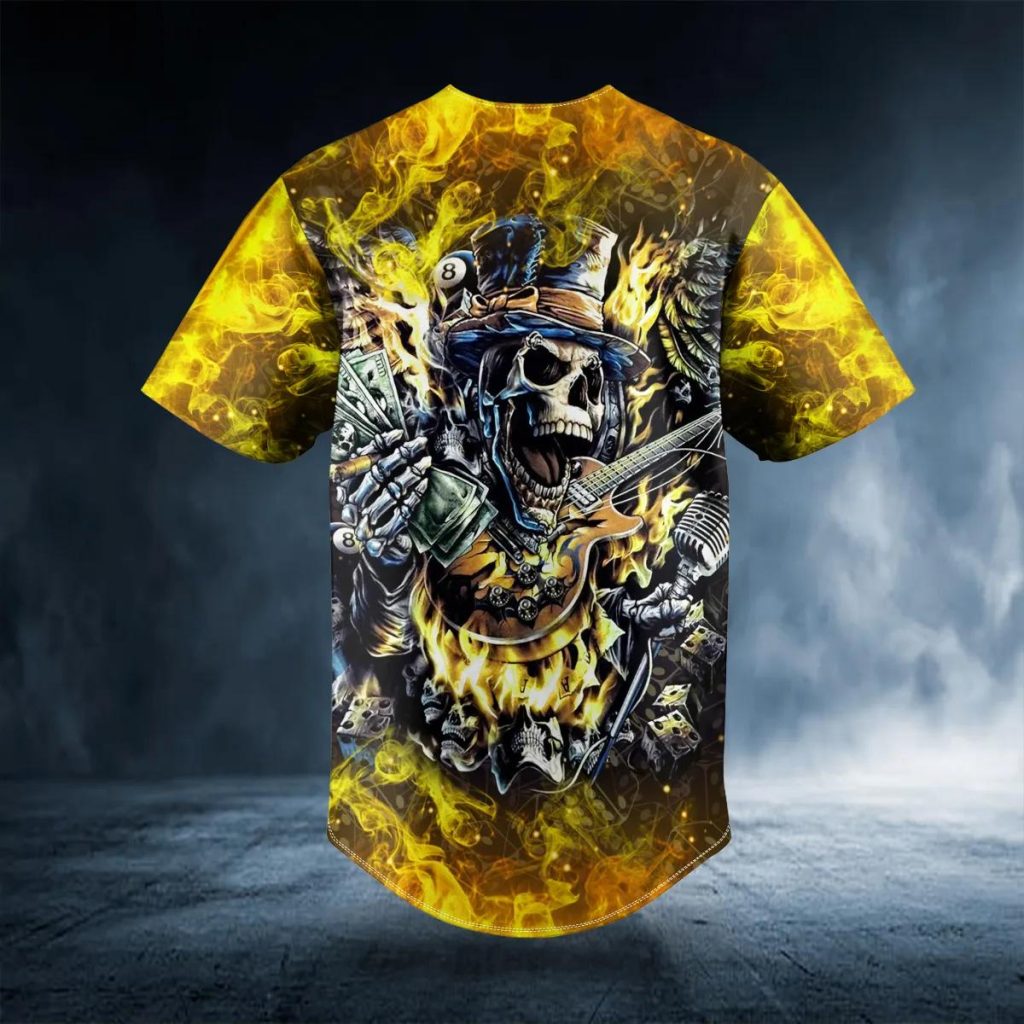 Punk Rock Gothic Hell Glow In The Dark Skull Custom Baseball Jersey ...