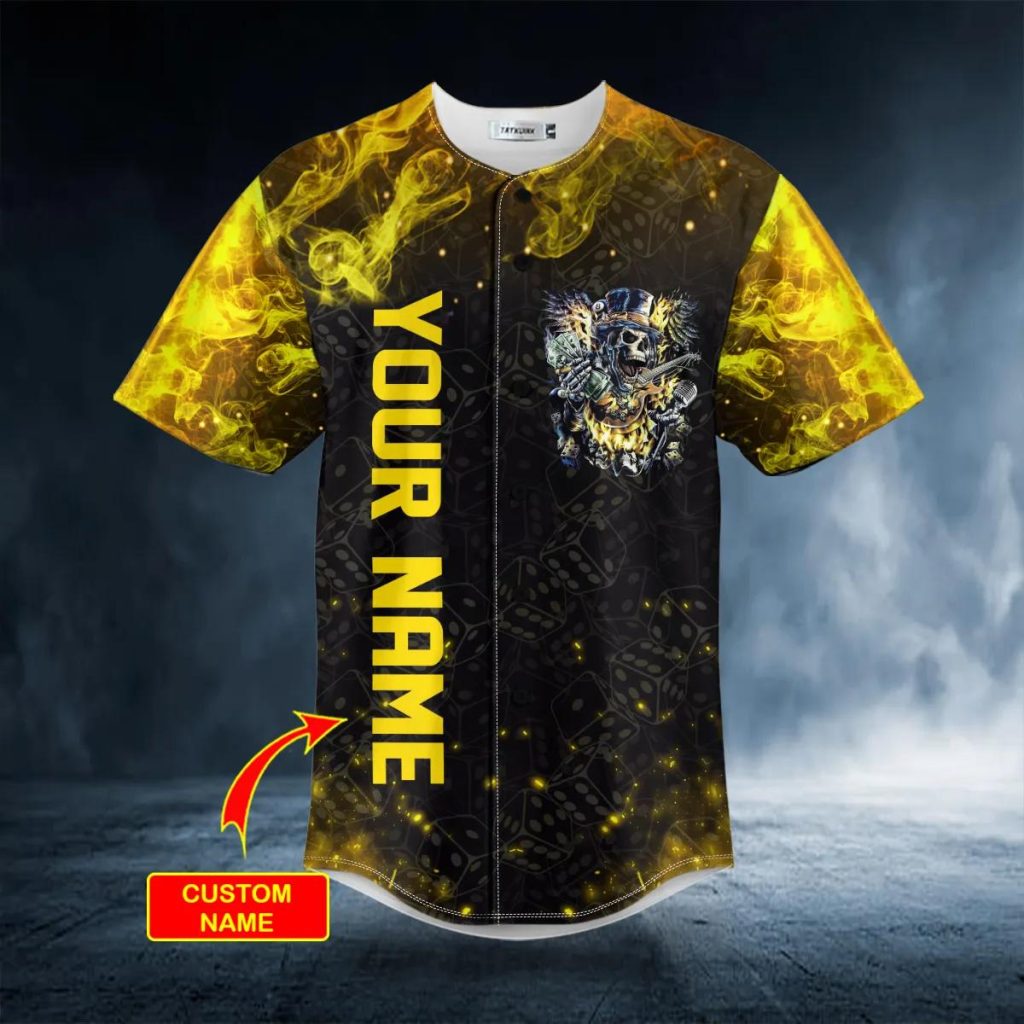 Punk Rock Gothic Hell Glow In The Dark Skull Custom Baseball Jersey ...