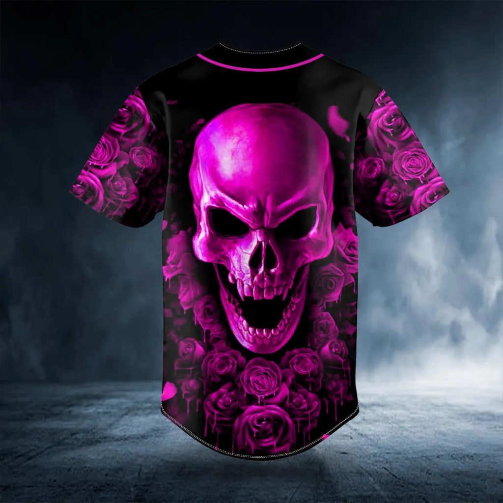 Purple Roses Sugar Skull Custom Baseball Jersey – Skull & Viking ...