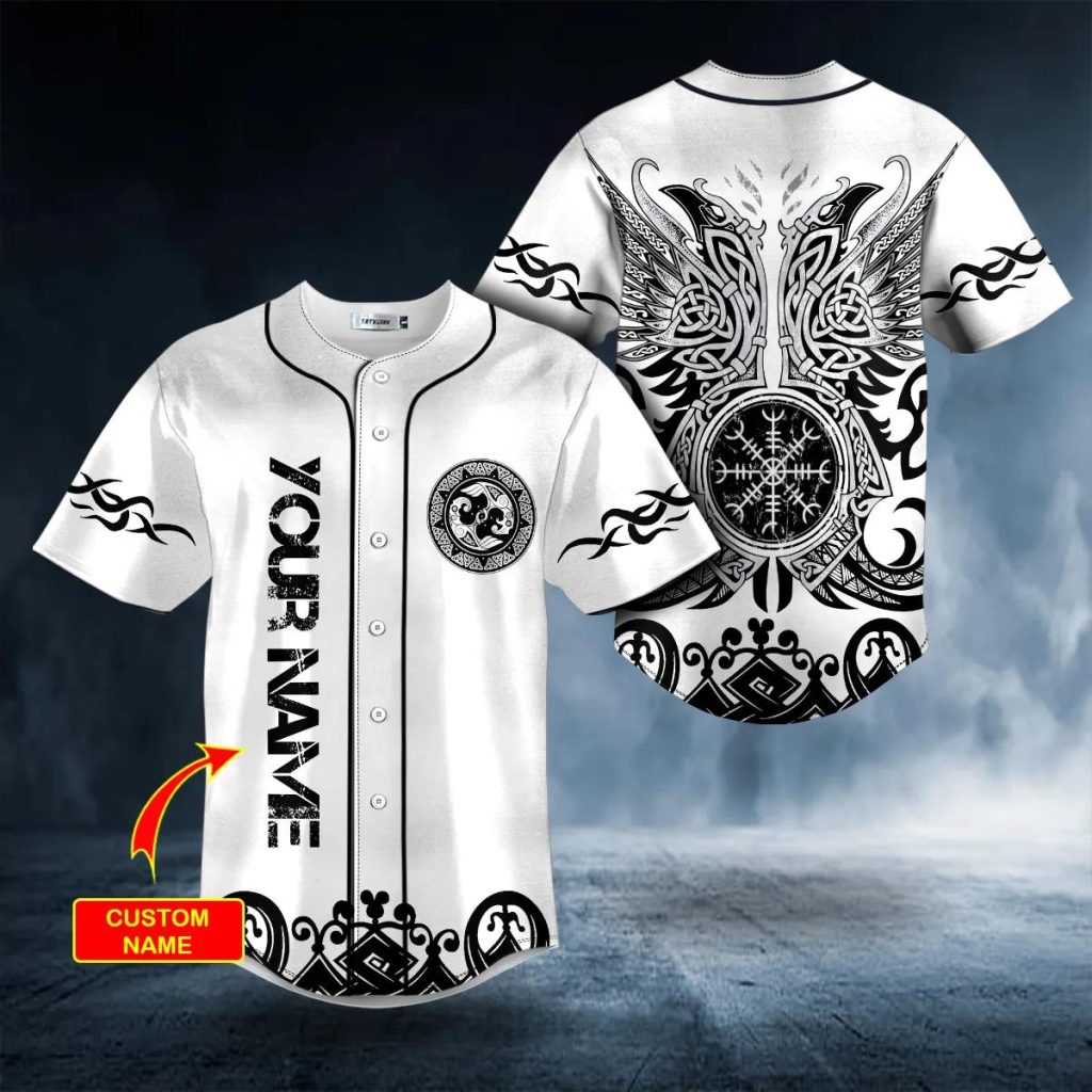 Ravens of God Odin Viking Tattoo Custom Baseball Jersey – Skull ...