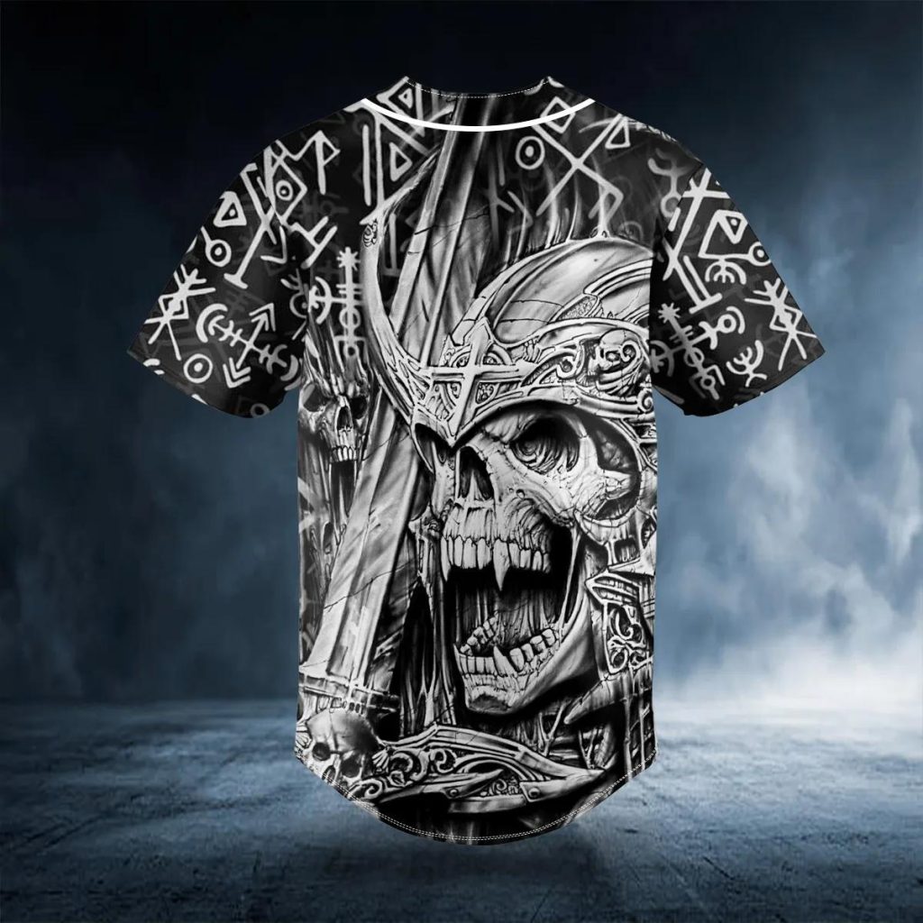 Runes King Skull Ghost Viking Custom Baseball Jersey – Skull & Viking ...