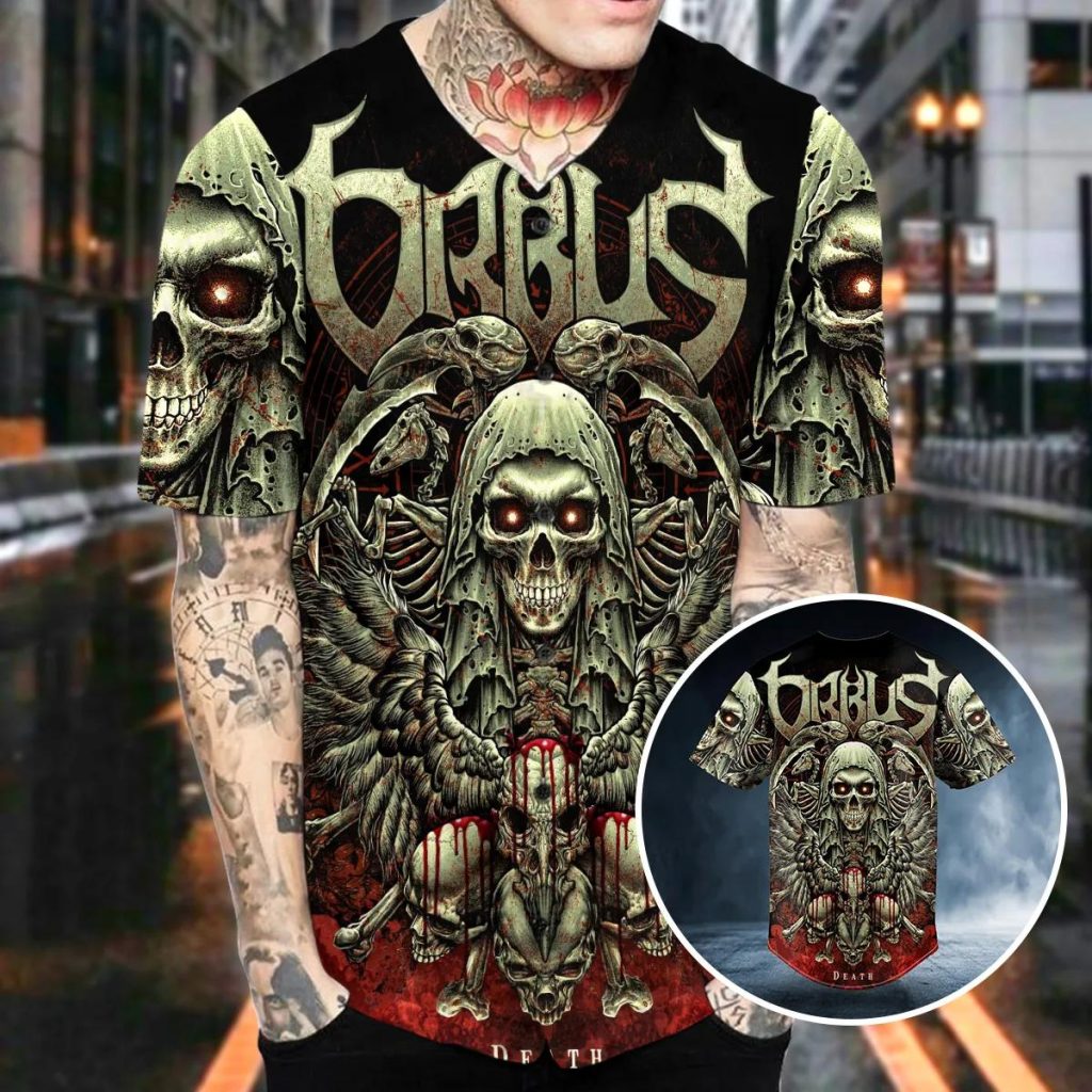 The Mummy Orbus Grim Reaper Skull Baseball Jersey – Skull & Viking ...