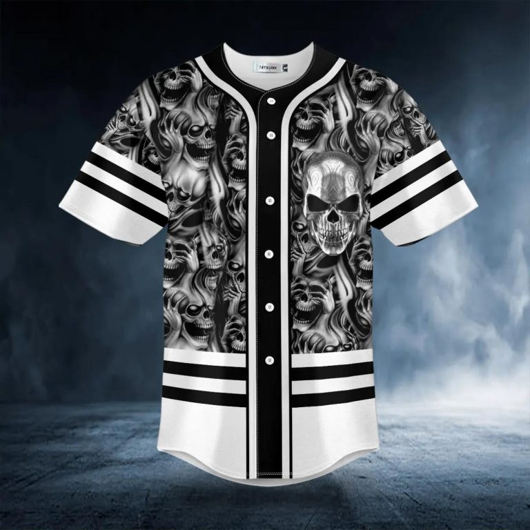 Tribal Metal Demon Skull Baseball Jersey – Skull & Viking Graphic Tees ...