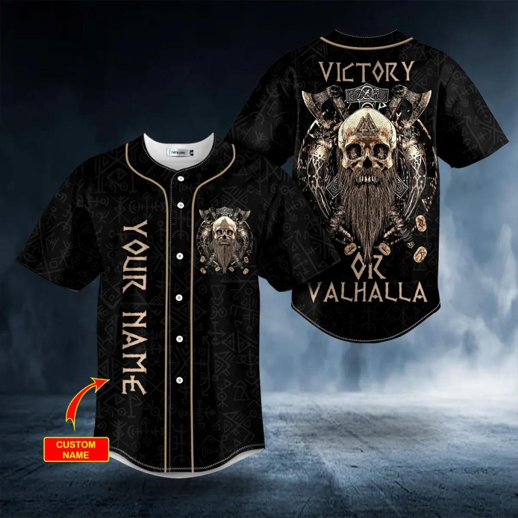 Viking Son Of Odin Valhalla Viking Custom Baseball Jersey - Skull ...