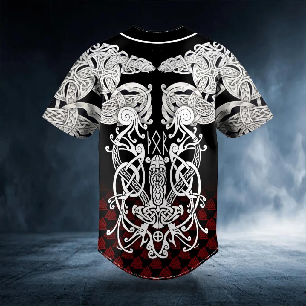 White Odin Viking King Tribal Tattoos Custom Baseball Jersey – Skull ...