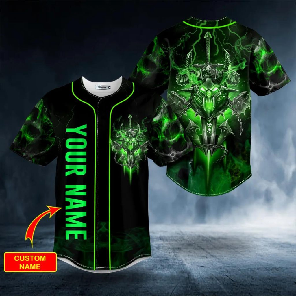 World Of Warcraft Death Knight Sword Frost Skull Custom Baseball Jersey ...