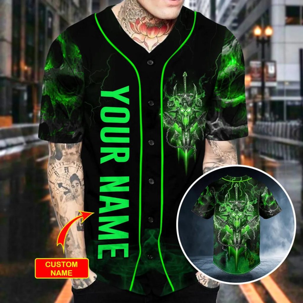 World Of Warcraft Death Knight Sword Frost Skull Custom Baseball Jersey ...
