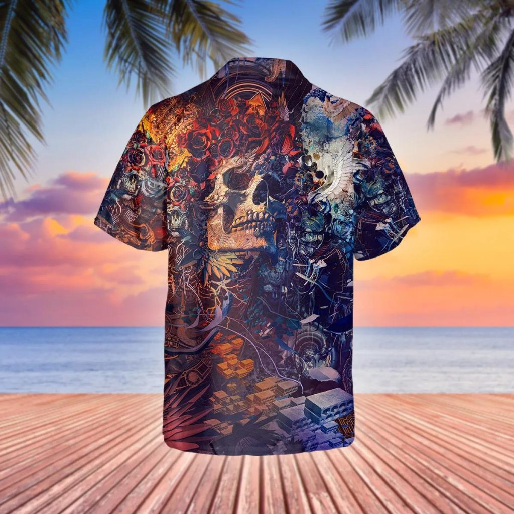 Floral Grateful Dead Skull Hawaiian Shirt, Hawaiian Button Up Shirt ...