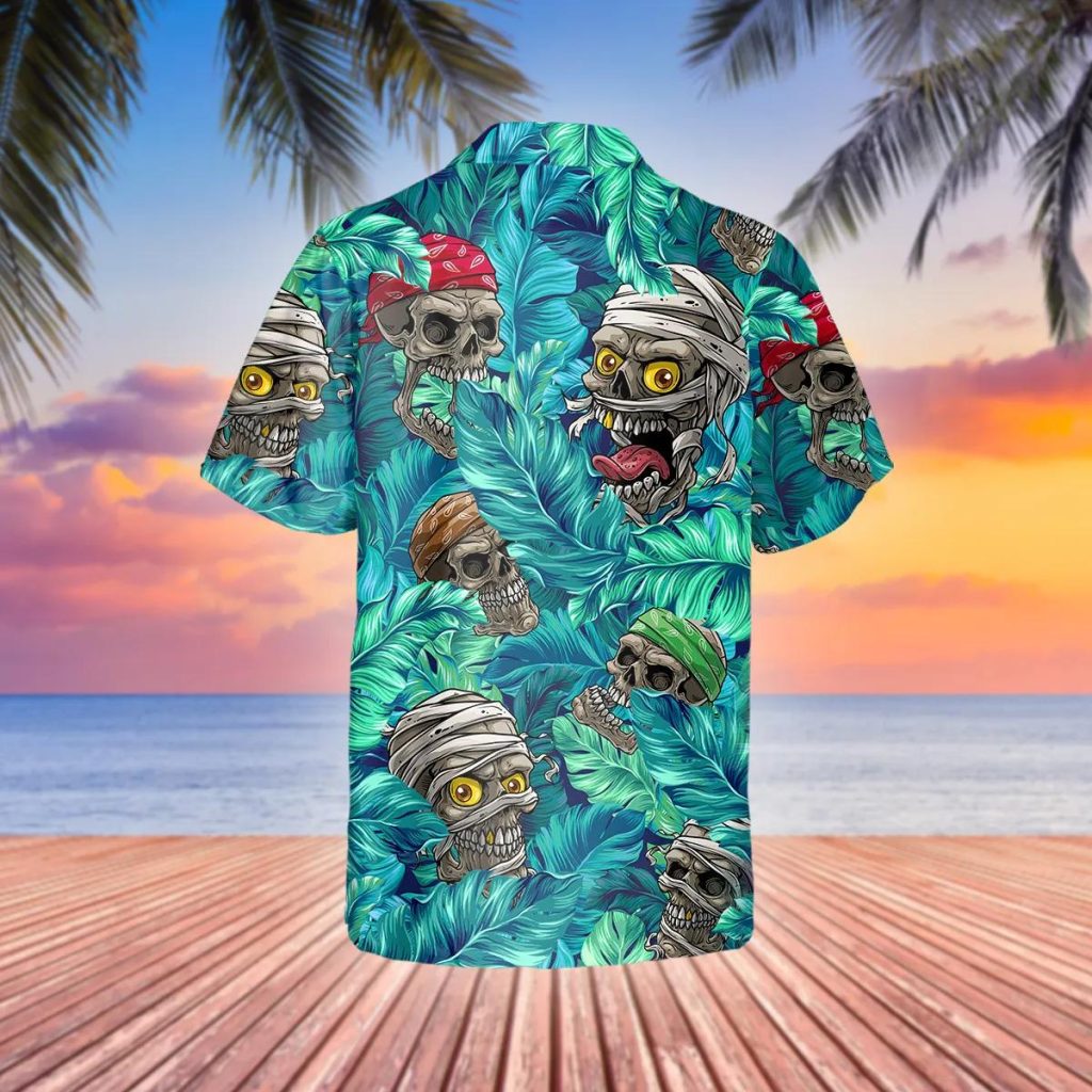 Skull Zombie Pirate Aloha Hawaiian Shirt, Hawaiian Button Up Shirt ...