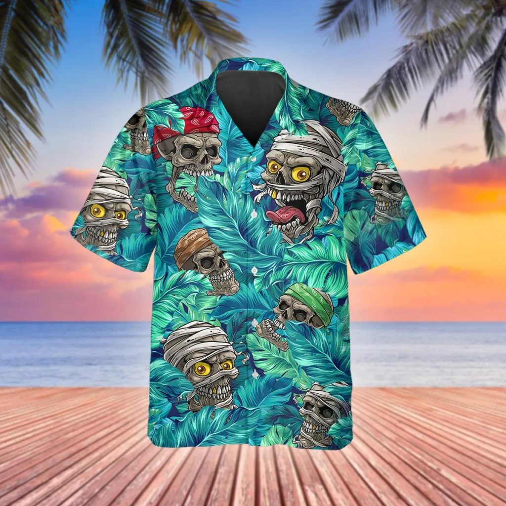 Skull Zombie Pirate Aloha Hawaiian Shirt, Hawaiian Button Up Shirt, Aloha Shirts – Skull ...