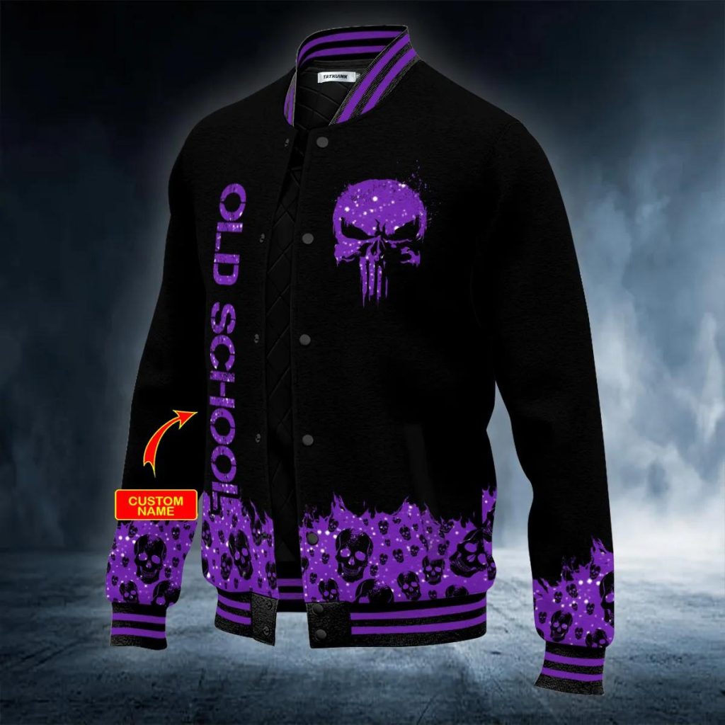 Purple Punisher Skull Personalized Baseball Jacket – Skull & Viking ...