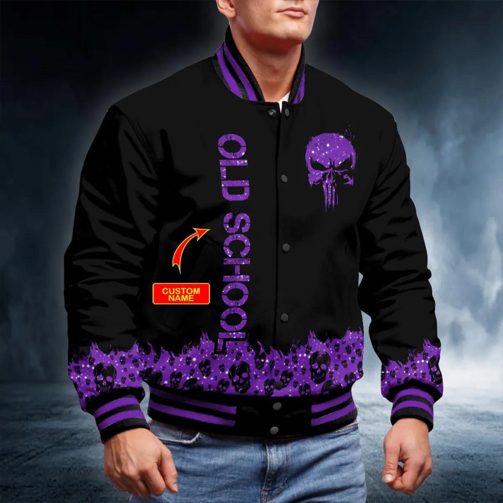 Purple Punisher Skull Personalized Baseball Jacket – Skull & Viking ...