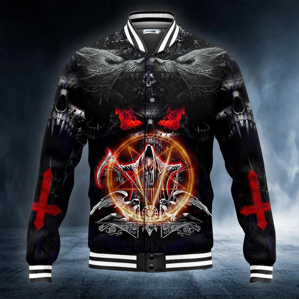 Werewolves Satanic Symbol Reaper Fire Skul Baseball Jacket – Skull ...