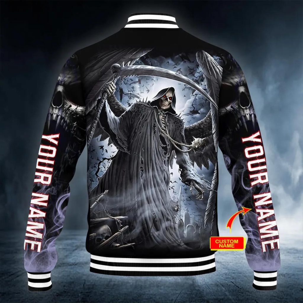 Grim Reaper For Death Skull Personalized Baseball Jacket – Skull ...