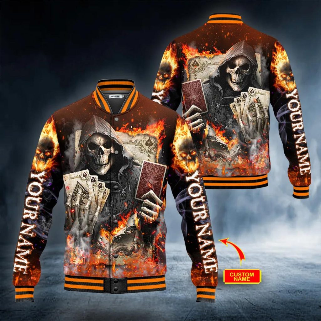 Grim Reaper Ace Of Spades Death Cards Skull Personalized Baseball ...