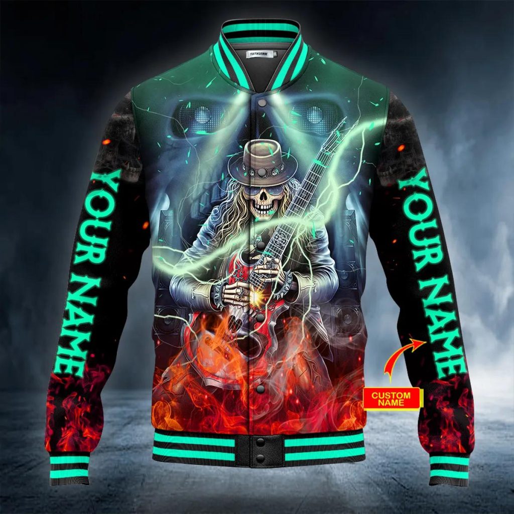 Heavy Metal Skeleton Playing The Electric Guitar Skull Personalized ...