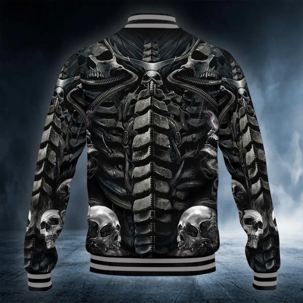 Dark Skeleton Armour Skull Baseball Jacket – Skull & Viking Graphic ...
