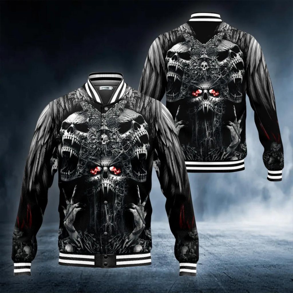 Hell Skull Silent Scream Baseball Jacket – Skull & Viking Graphic Tees ...