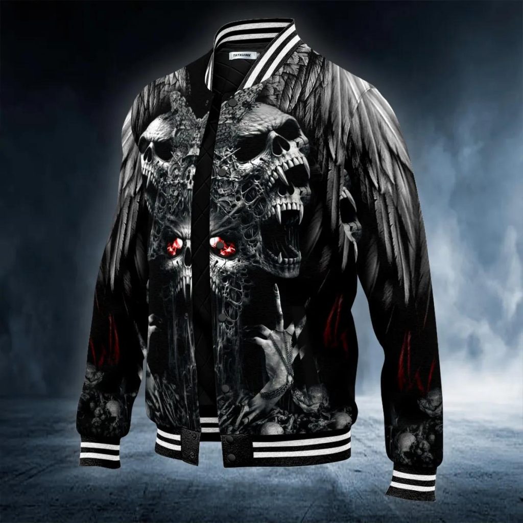 Hell Skull Silent Scream Baseball Jacket – Skull & Viking Graphic Tees ...