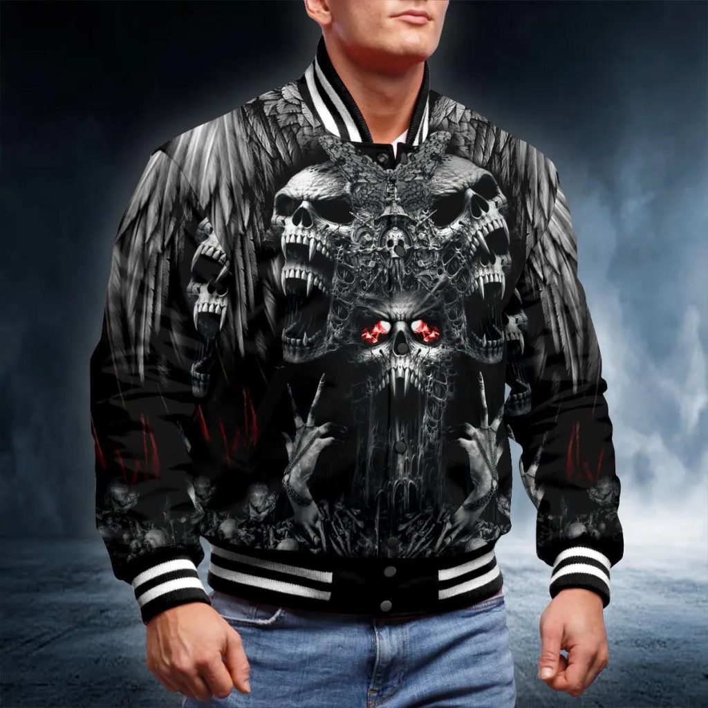 Hell Skull Silent Scream Baseball Jacket – Skull & Viking Graphic Tees ...