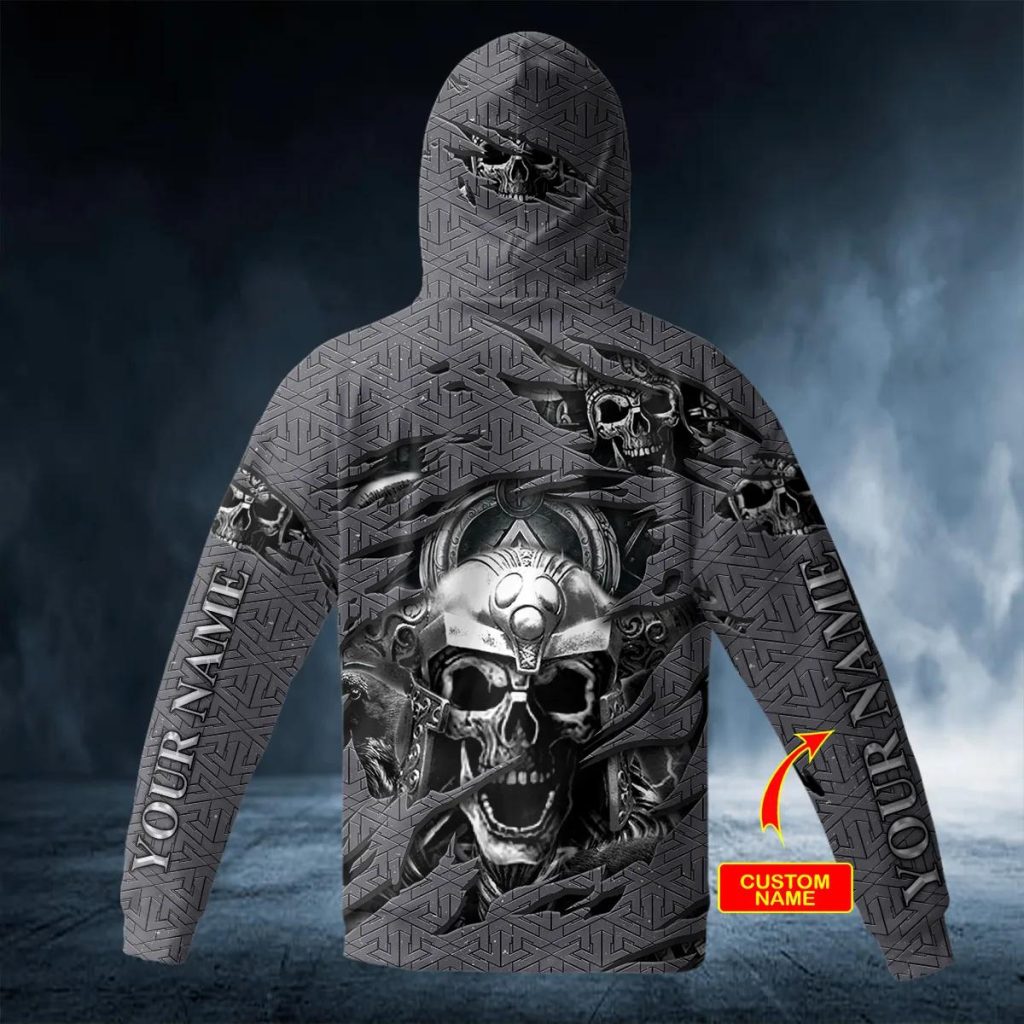 Norse Warrior Skull Viking Custom 3D Bandana Hoodie – Skull & Viking ...