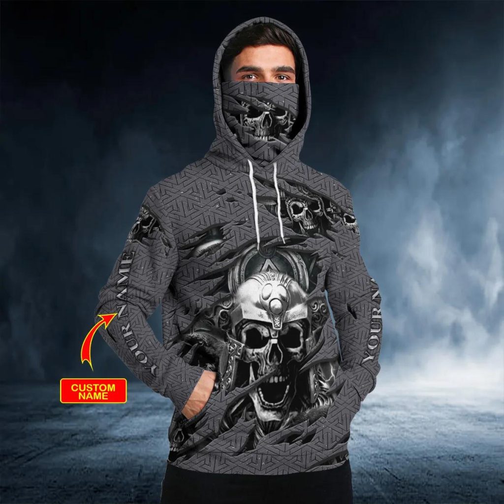Norse Warrior Skull Viking Custom 3D Bandana Hoodie – Skull & Viking ...