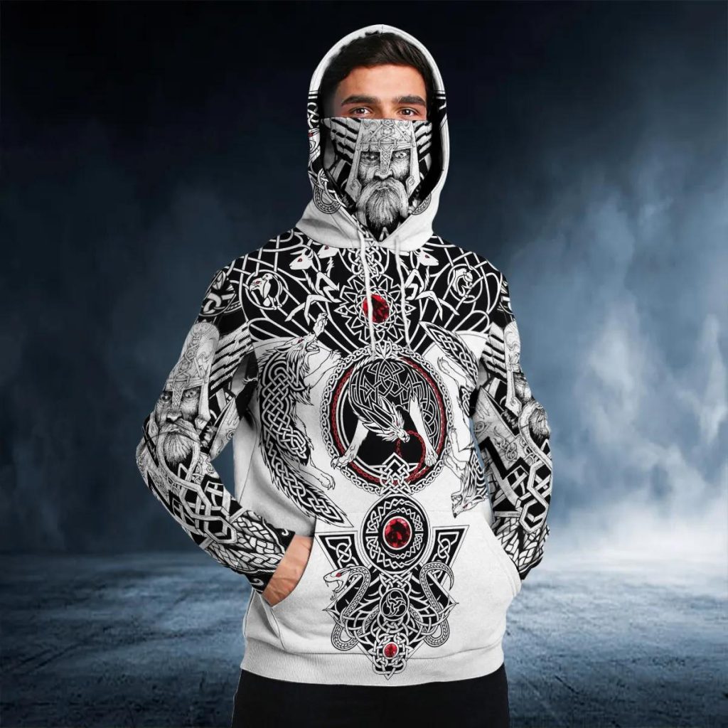 Odin Yinyang Werewolves Viking Compass Tattoo 3D Bandana Hoodie – Skull & Viking Graphic Tees ...