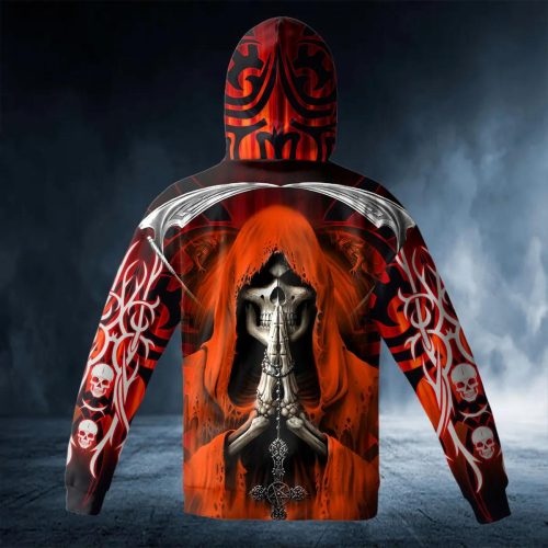 Praying Grim Reaper Red Skull 3D Bandana Hoodie – Skull & Viking ...