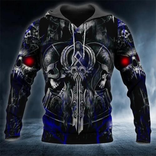 Norse Symbol Warrior Skull Viking 3D Hoodie – Skull & Viking Graphic ...
