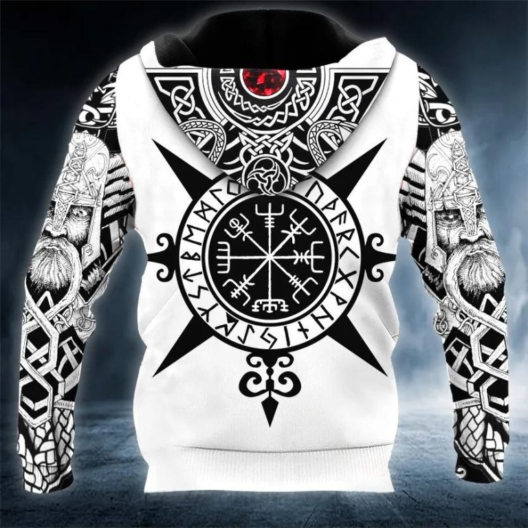 Odin Yinyang Werewolves Viking Compass Tattoo 3D Hoodie – Skull & Viking Graphic Tees | 3D All ...