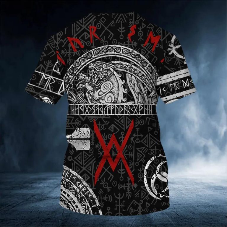 Black White Norse Runes Viking Tattoo 3D T Shirt, Viking T Shirts Mens ...