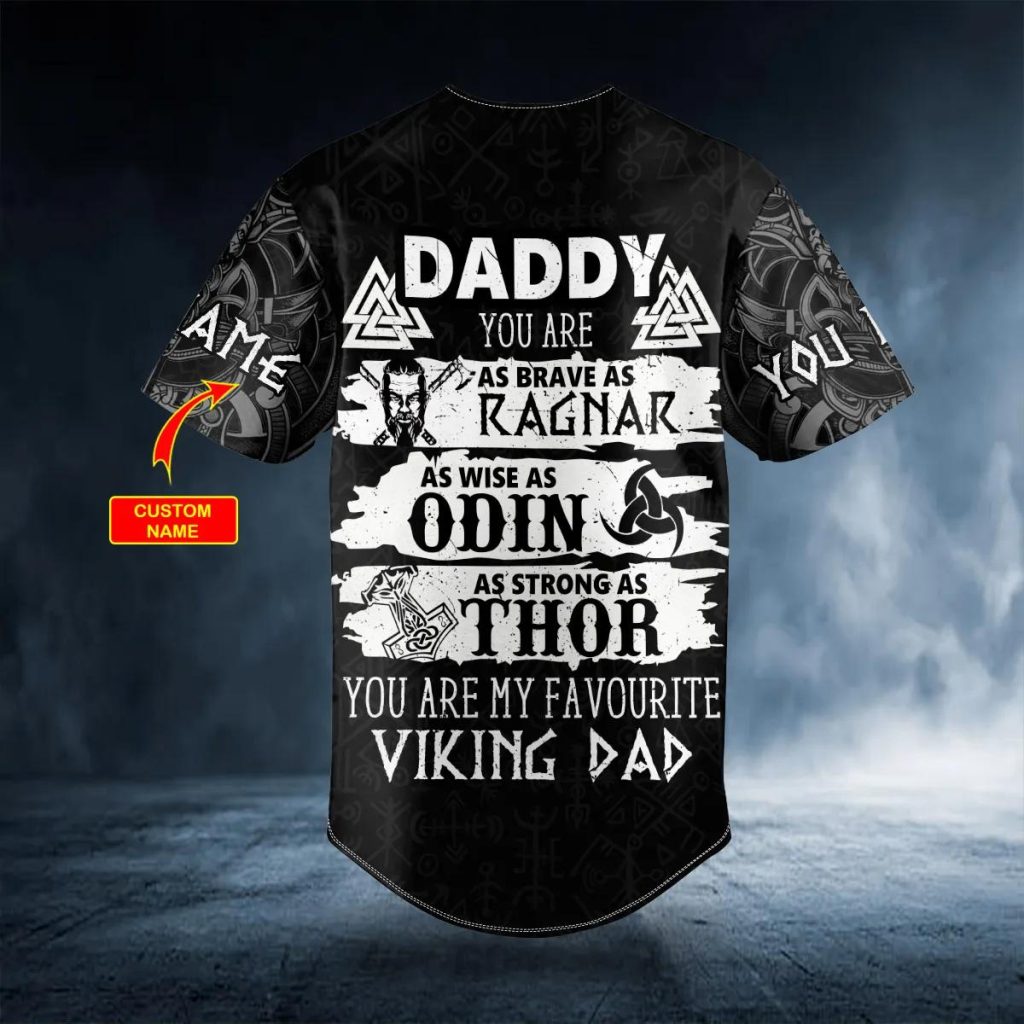 Daddy My Favourite Viking Dad Custom Baseball Jersey – Skull & Viking ...