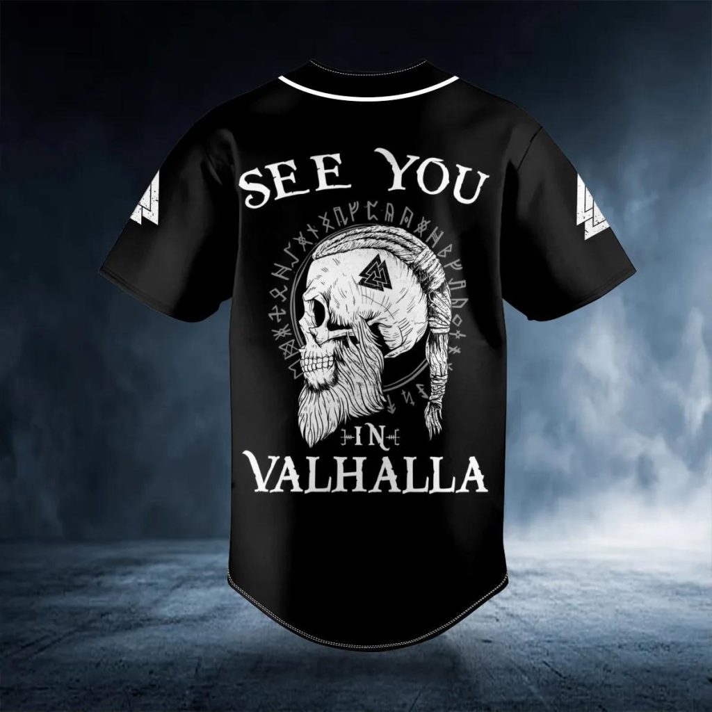 Viking See You In Valhalla Custom Baseball Jersey – Skull & Viking ...