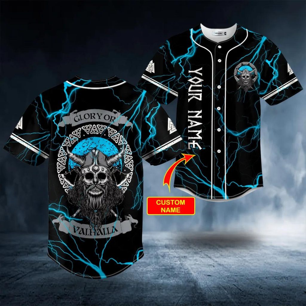 Glory Or Valhalla Viking Custom Baseball Jersey – Skull & Viking ...