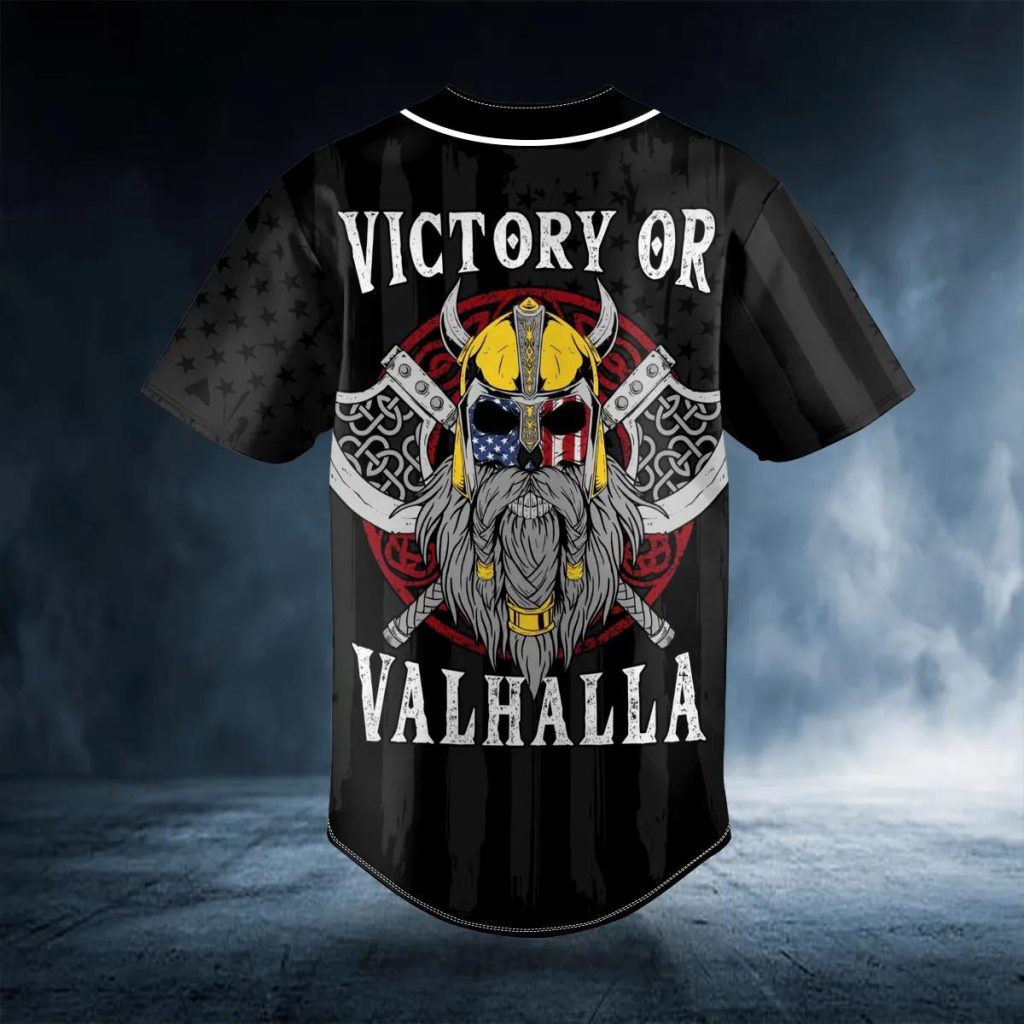Viking Victory Or Valhalla Custom Baseball Jersey – Skull & Viking ...