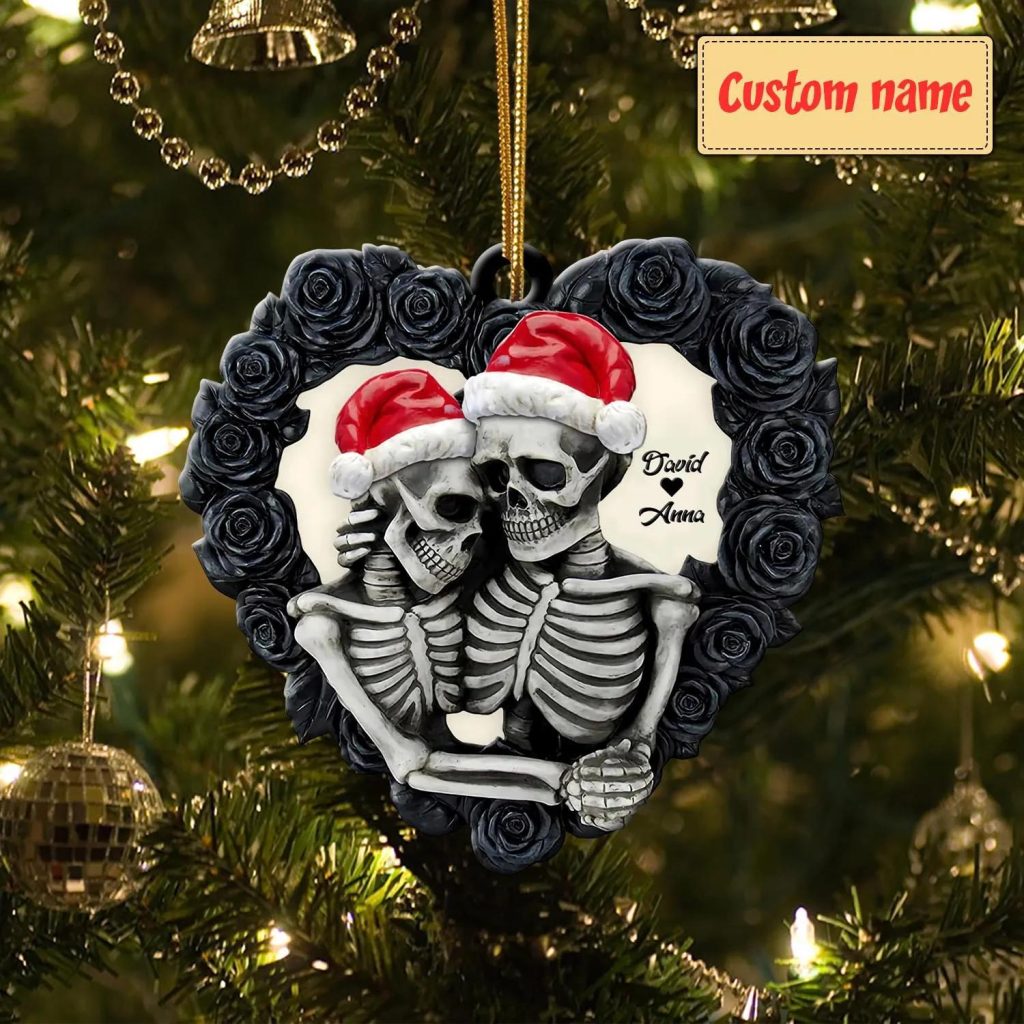 Black Rose Skull Couple Custom Ornament – Skull & Viking Graphic Tees ...